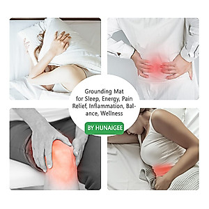 HUNAIGEE Breathable Grounding Mattress Pad Grounding Mat Kit for Bed Grounding Mats for Sleeping Plus 15ft Grounding Cord 28 x 71inch Grounding Sleep Mat Earthing Sheet 100% Conductive Leatherette