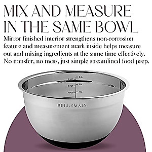 Bellemain Stainless Steel Non-Slip Mixing Bowls with Lids (3 Piece, Silver/Black)