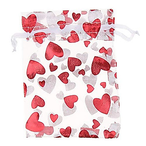100pcs Love Heart Gift Bags Candy Bags Jewelry Packaging Wedding Gift Pouch Drawstring Bags for Valentine's Day Wedding Festival Party Supply