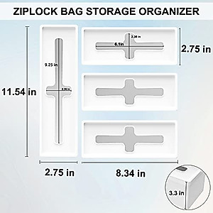 4 Pack Ziplock Bag Storage Organizer for Kitchen Drawer, DXWHYX Premium PP Plastic Ziplock Kitchen Drawer Organizer Dispenser Compatible with Ziploc, Solimo, Glad, Hefty for Gallon, Quart, Sandwich & Snack Variety Size Ziplock Bags