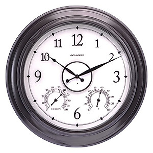 AcuRite 75133M LED Illuminated Outdoor Clock with Temperature and Humidity, 24", Black