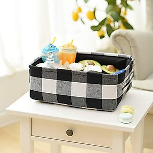 INough Christmas Buffalo Plaid Storage Basket Low Gifts Baskets Christmas Basket for Kids Collapsible Toy Basket Farmhouse Decor Christmas Gifts Toy Box for Baby/Office/Bedroom