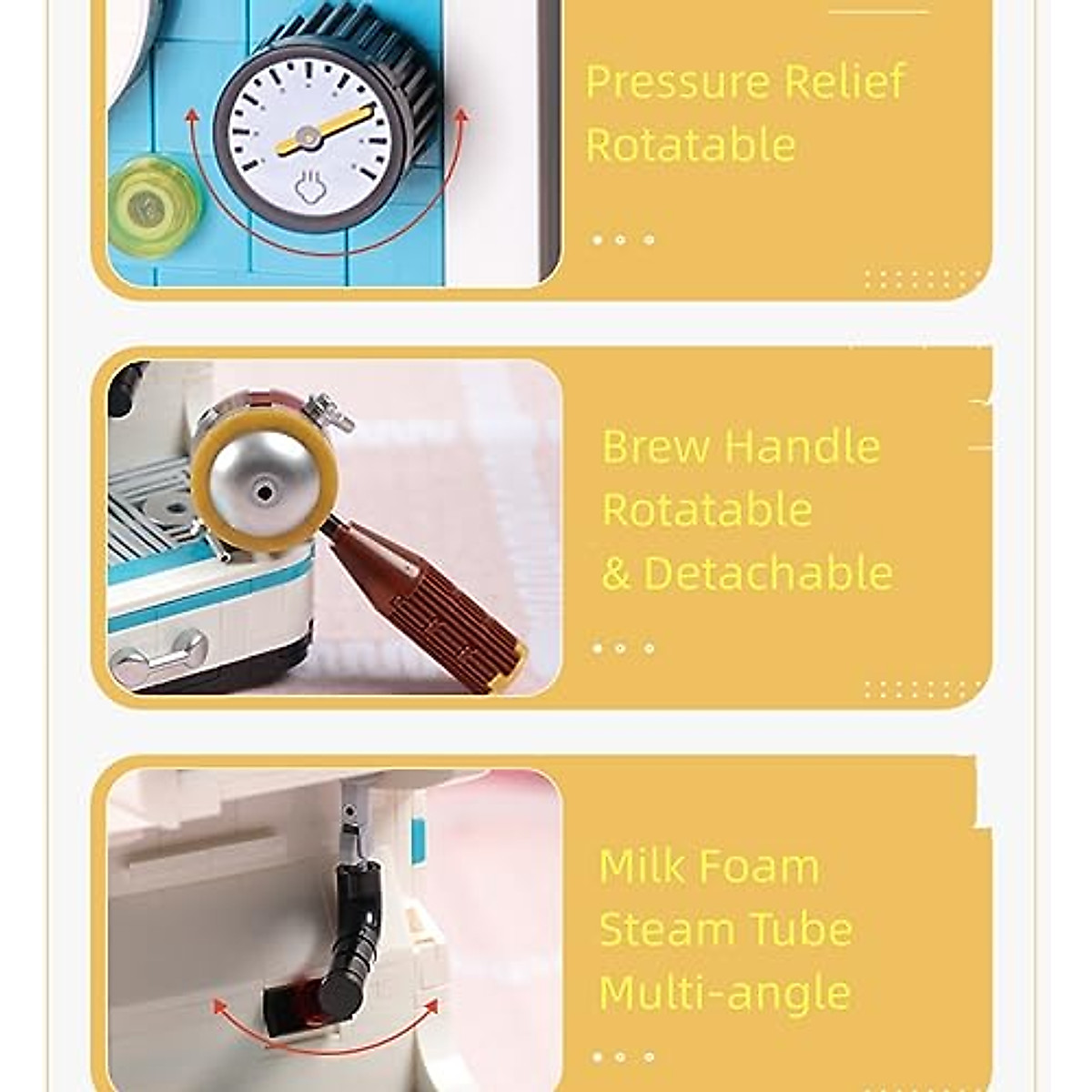 BEJARM 3D Micro Retro Machine Building Brick Sets for Adults Teens, Decorative Display Toys Collectible Model Birthday Gifts Home Ornament (Coffee Maker)