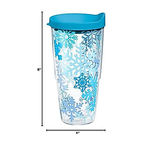 Tervis Christmas Holiday Blue Winter Snowflakes Made in USA Double Walled Insulated Tumbler Travel Cup Keeps Drinks Cold & Hot, 24oz, Classic