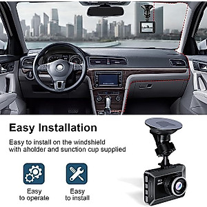 Dash Camera for Car, FHD 1080P, Super Night Vision, Dashcams for Cars w/WDR Loop Recording G-Sensor Parking Monitor Motion Detection Dashboard Camera