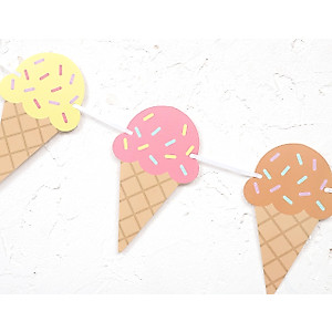 Ice Cream Happy Birthday Banner - Ice Cream Birthday Party Decoration,Summer Birthday Banner,Ice Cream 1st Birthday Banner,Ice Cream First Photo Props