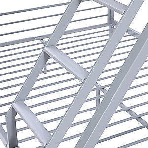 Bonnlo Bunk Beds Twin over Full Size with Flat Rung Steps, Heavy Duty Bunk Beds for Kids/Teens/Adults,13 inches Reinforced Guardrail, Gray