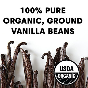 Wilderness Poets Pure Vanilla Powder - 100% Organic Ground Vanilla Beans - Tahitian Variety, Grade A | Potent, Super Aromatic, Perfect for Chefs, Baking, Ice Cream, Coffee Lattes, 1 Ounce (28 Grams)