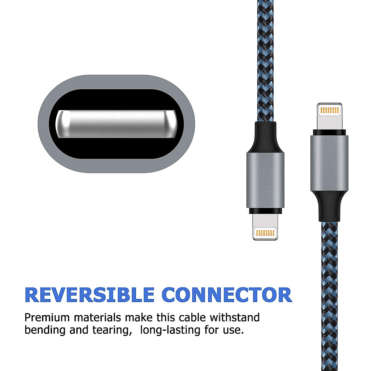 Atill iPhone Charger 10FT iPhone Charger Cable Nylon Braided Charging Cord Compatible iPhone 14/13/12XR XS XSMax X 8 8 Plus 7 7 Plus 6 6s Plus SE 5 5s 5c (Blue), 3 Pack