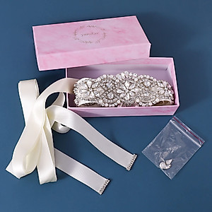 yanstar Bridal Belt for Women Dress,Wedding Dress Belt for Bride Gold Rhinestone Sash Wedding Belt