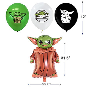 Baby Yoda The Child Is Coming Baby Shower Decorations, Baby Shower Party Supplies with Foil Baby Yoda Balloon, The Child Is Coming Banner, Cake Toppers, Balloons for Kids Boys Party