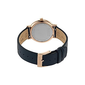 Skagen Women's Signatur Quartz Analog Stainless Steel and Leather Watch, Color: Blue/Rose Gold (Model: SKW2838)