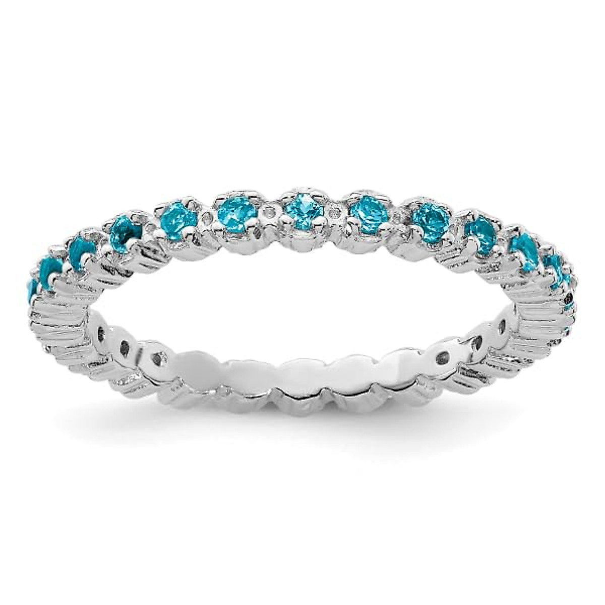 IceCarats 925 Sterling Silver Blue Topaz Stackable Ring Gemstone Band December Birthstone Jewelry Size 8.00
