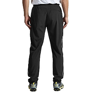 BGOWATU Men's Sweatpants Zipper Pockets Lightweight Exercise Pants Running Workout Sports (Black US L)