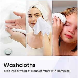 HOMEXCEL Microfiber Washcloths 24 Pack, Highly Absorbent and Soft Face Towel, Multi-Purpose White Wash Cloths for Bathroom, Hotel, Spa, Gym, and Kitchen, 12x12 Inch