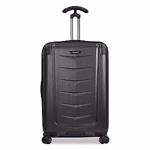 Traveler's Choice Silverwood Polycarbonate Hardside Expandable Spinner Luggage, Brushed Metal, Checked-Medium 26-Inch