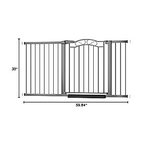 Extra Wide Baby Gate with Door-Walk Through Baby Gates for Stairs Pressure Mounted no Drill-Indoor Tension Metal Child Pet Dog Safety Gate 59.84"-62.60" inches Wide