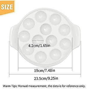 Vkinman 2pcs Ceramic Escargot Dish with 12 holes 9.2 Inch Snail White Ceramic Plates Diet Plate