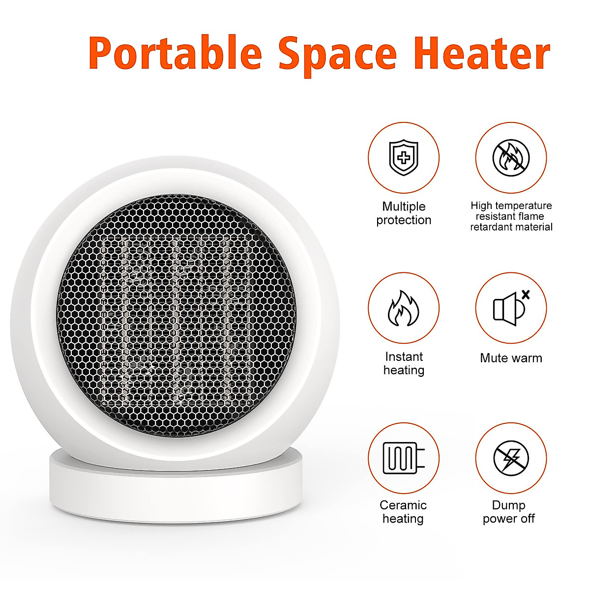 Lmkeji Desk Heater,600W Energy Efficient Desktop Heater for Indoor Use,Safe and Quiet for Bedroom Home Office Use(White)