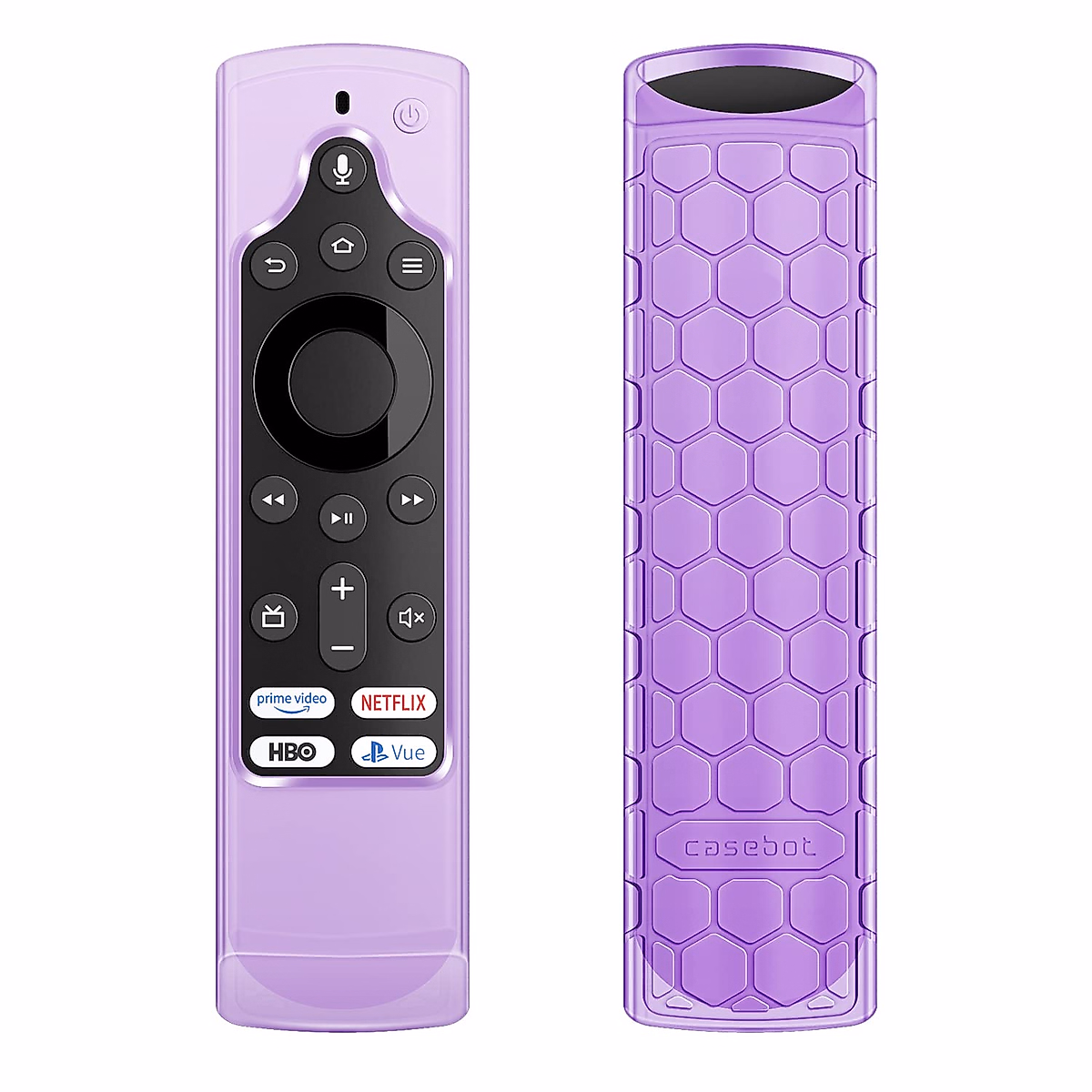 CaseBot Silicone Case for Amazon Insignia Smart HD Fire TV Voice Remote (2019) - Honey Comb Series [Anti Slip] Shockproof Cover Compatible with Element Smart Fire TV Voice Remote, Purple-Glow