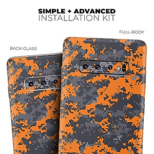 DesignSkinz Bright Orange and Gray Digital Camouflage Protective Vinyl Decal Wrap Skin Cover Compatible with The Samsung Galaxy S20 (Screen Trim & Back Glass Skin)