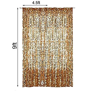 SFN Gold Payatte Sequin Drapes Curtains Panels,Fashion 9FTx9FT Backdrop Home Party Decoration Supplies