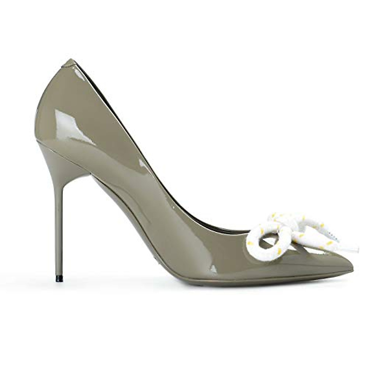 BURBERRY London Women's Finsbury Gray Patent Leather Pumps Shoes Sz US 8.5 IT 38.5