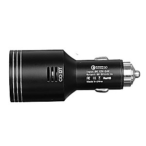 Multi-Function Car Carbon Monoxide Detector, Fast Car Charger, Quick Charge 3.0 Adapter with Dual QC3.0 USB Ports, CO Alarm Detector in Car with LCD Digital Display(Black)