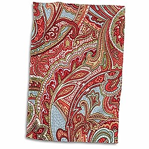 3D Rose Retro Red n Blue Paisley Pattern TWL_60709_1 Towel, 15" x 22"