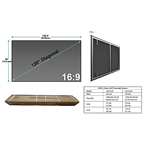 AWOL VISION Ambient Light Rejecting (ALR) Projector Screen for Ultra Short Throw(UST) Projector, 120" Fixed Frame, 80% Picture Quality Improved, 95% Celling Light Rejecting(CLR), Active 3D - C120