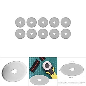 45mm Round Knife Blade Replacement Kit, SKS -7 Material, 6 Layers Fabric Cutting, Suitable for Paper, Fabric, Leather, Rotating Blade for Efficient Cutting