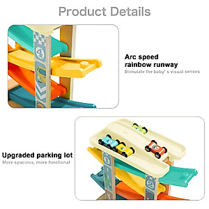 TOP BRIGHT Car Ramp Toddler Toys for One Year Old Boy Gift, Car Race Track Toys for 1 Year Old Boy with 4 Mini Cars