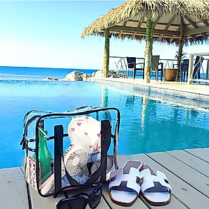 SxoSyo Clear Makeup Bags Large Travel Toiletry Bag for Women Transparent Bag Clear Cosmetic Bags with Handle Bathroom Organizer (black)