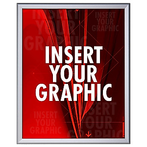 Displays2go 22" x 28" Snap Poster Frame with Non-Glare Lens and Mounting Hardware – Silver (QCSLV28)