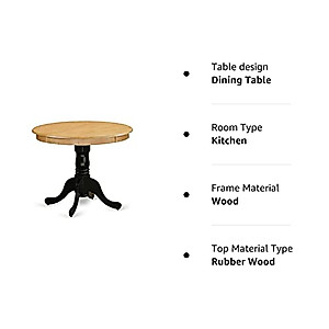 East West Furniture Antique Modern Dining Round Kitchen Table Top with Pedestal Base, 36x36 Inch, Ant-obk-tp