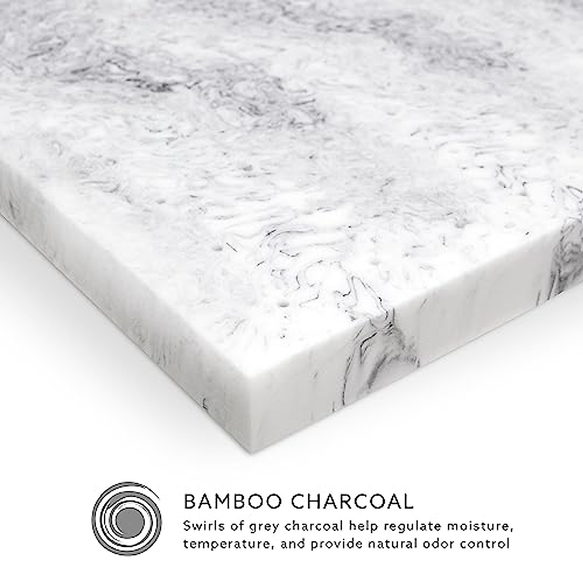 BioPEDIC 3-Inch King Size Mattress Topper, Bamboo Charcoal Infused Medium Plush Memory Foam Mattress Topper, CertiPUR-US Certified, White, King Size (80" L x 76" W x 3" H)