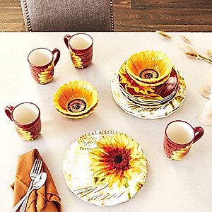 Certified International Paris Sunflower Ceramic Dinnerwae, Mulitcolored