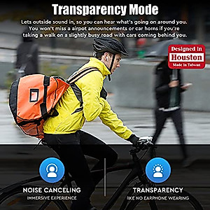 RioBuds Active Noise Cancelling Wireless Earbuds, Designed in Houston, Made in Taiwan, Transparency Mode, in-Ear Detection Headphones, Bluetooth 5.2, All-Day Battery Life, Touch Control, Headset