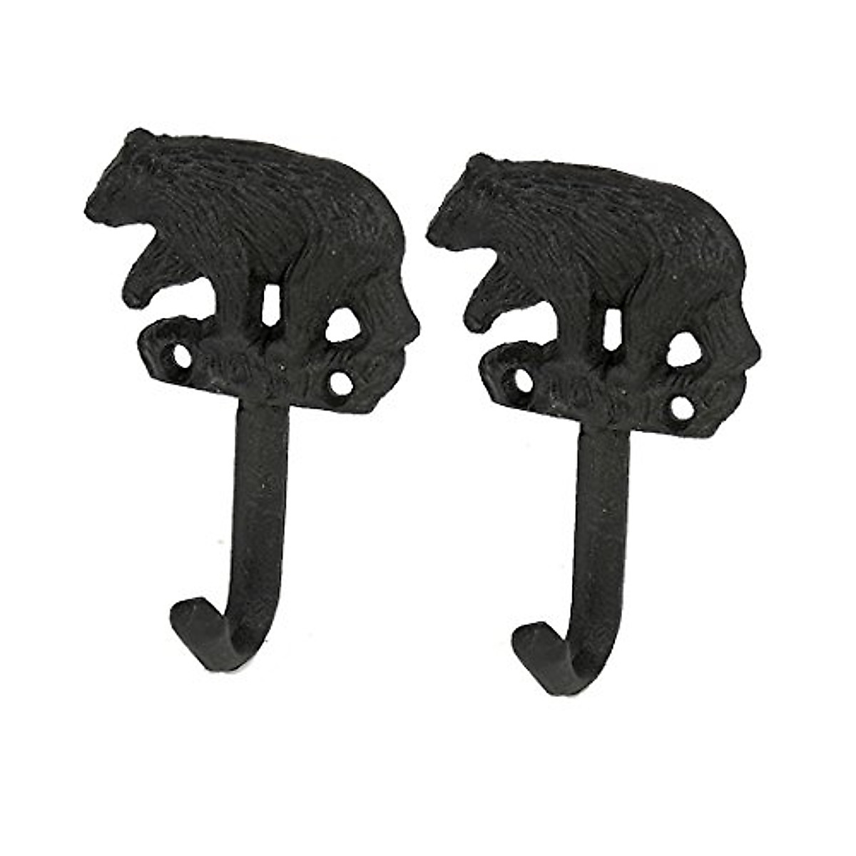 Set of 2 Black Bear Decor Cast Iron Wall Hooks, Coat Hooks, Towel Hooks