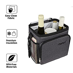 riemot Insulated Cup Holder Universal Organizer With Straps - Fits Roll on Luggages Scooters Strollers Shopping Carts Travel Accessories Cooler Bag Grey 900 ml