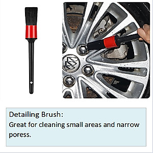 Fitosy Wheel Rim Brush, Soft Bristle Long Master Car Wheel Brush Rim Tire Detailing Brush Car Washing Brush for Wheels Rims Exhaust Tips Vehicle Engine Motorcycles,No Scratches (Wheel & Tire Set)