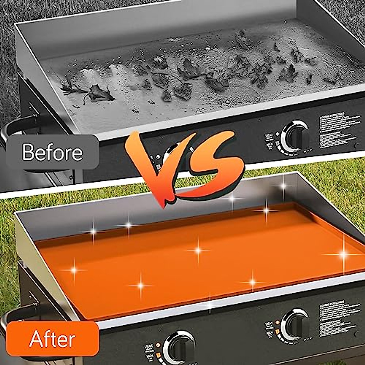 Wohbay Griddle Mat for Blackstone, 28" Food-Grade Silicone Mat for Griddle Surface, Blackstone Griddle Accessories, Griddle Outdoor Protector - Orange