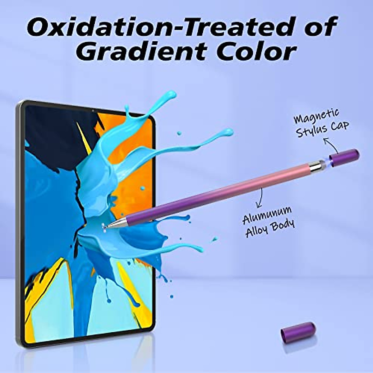 Stylus Pens for Touch Screens - StylusHome Gradient Universal Stylus Pen with 4 Magnetic Caps + 4 Extra Tips for Apple/iPhone/iPad pro/Mini/Air/Android All Capacitive Touch Screens (Purple/Blue)