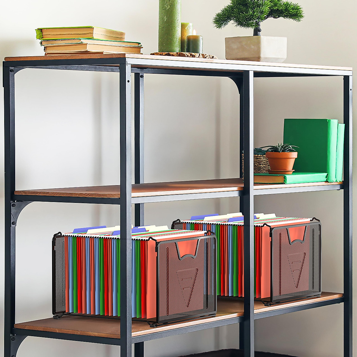 SimpleHouseware Mesh Hanging File Organizer, Black