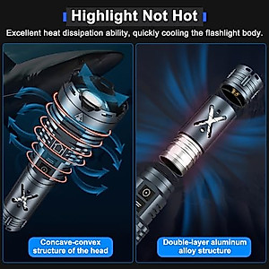 WENOTK Rechargeable Led Flashlights,high Powered Flashlight Super Bright,Handheld Tactical Flashlight with Waterproof, 6 Modes, Zoomable, Powerful Flashlights for Camping Home Emergencies