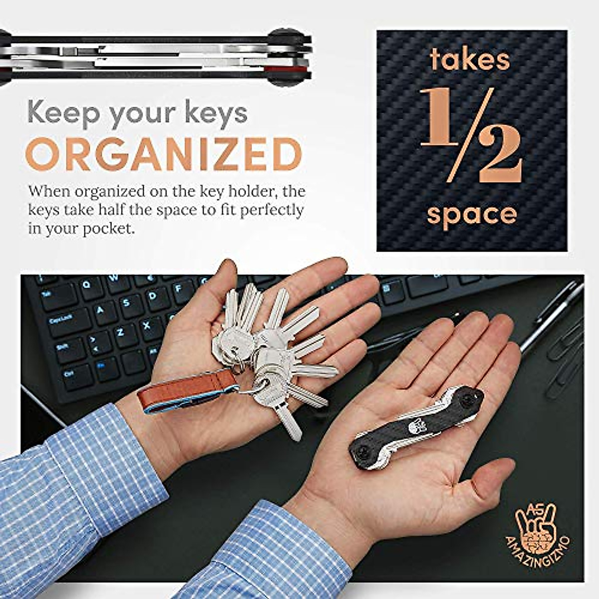 Key Holder & Key Organizer Keychain with matched Keychain multi-tool toolset by AmazinGizmo - House & Car Compact Black Multi Key Chain | Keyring Multitool | Screwdrivers | Bottle opener | Box Opener