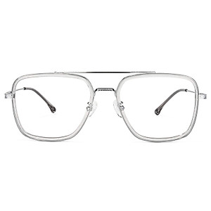 Zeelool Unisex Retro Metal Aviator Eyeglasses Frame for Women Men with Non-prescription Clear Lenses Nayeli Gray-Silver