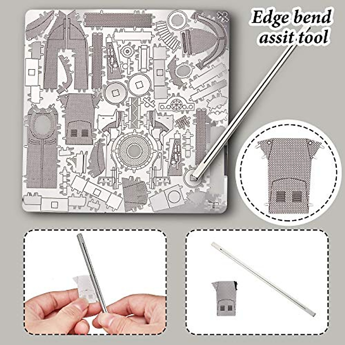 Hotop 7 Pieces Metal Model DIY Tool Sets Tab Edge Cylinder Cone Shape Bending Assist Tools Multi-functional Metal Model Bending kits for 3D Metal Jigsaw Puzzles Assembly
