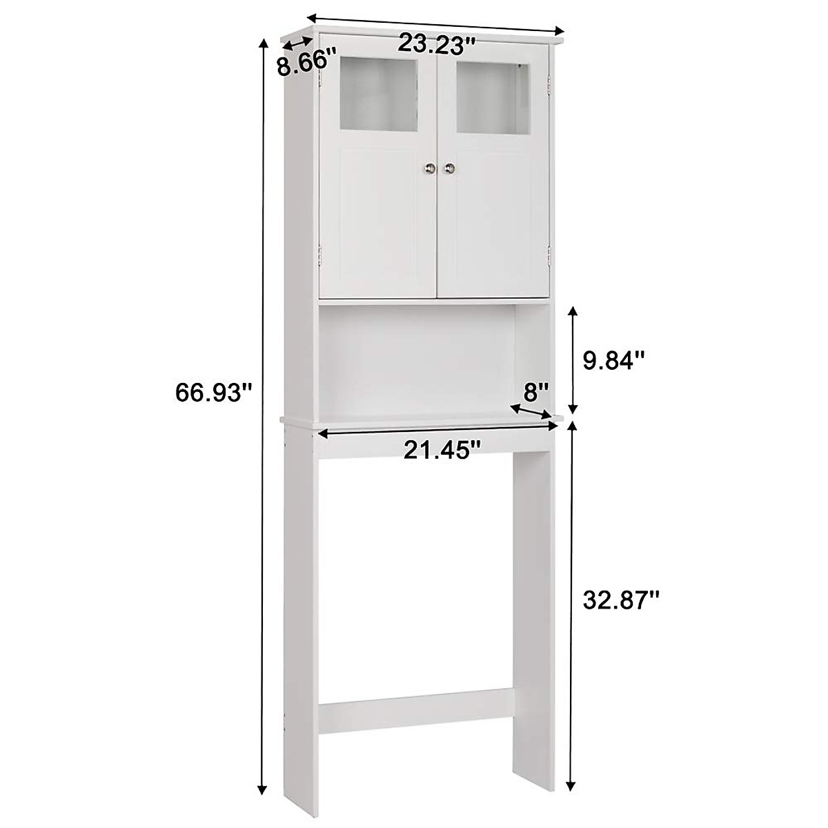 Volowoo Over The Toilet Storage Cabinet,Freestanding Toilet Rack Space Saving Storgae Cabinet with 2 Doors & Storage Shelf, Bathroom Cabinet Organizer Rack Over Toilet (White Grass)