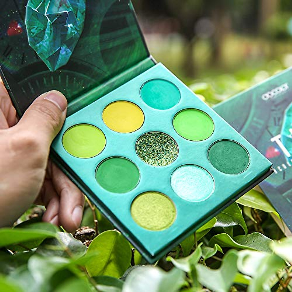 Docolor Eyeshadow Palette 9 Colors Gemstone Shadow Palette Highly Pigmented Mattes Shimmers Naked Smokey Glitter Cream Colorful Powder Blendable Long Lasting Waterproof Makeup Palette-Green